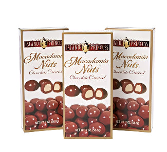 CHOCOLATE COVERED MACADAMIA NUTS 2OZ BOX (3PACK) | Island Princess Hawaii
